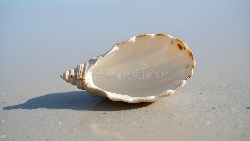 A Shell is Laying on the Sand, with the Top Half of the Shell Missing ...