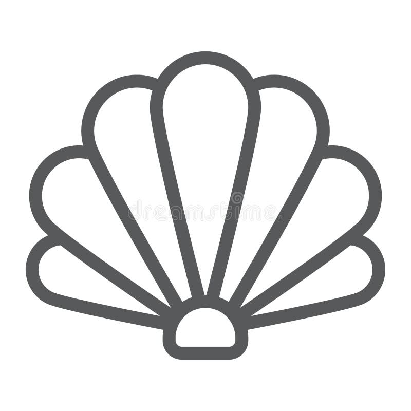 Seashell with Pearl Color Line Icon, Shell and Ocean Animals, Open ...