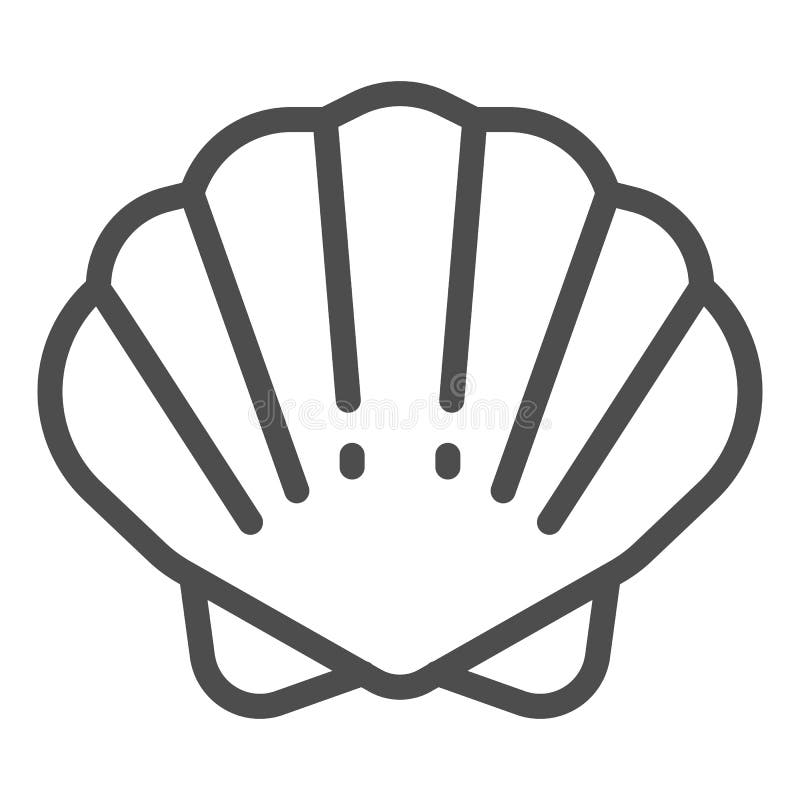 Shell Line Icon, Ocean Concept, Shellfish Shell Sign on White ...