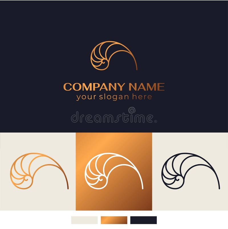 Shell Logo. Modern Seashell, Naulilus. Elegant Linear Logo. Template To ...