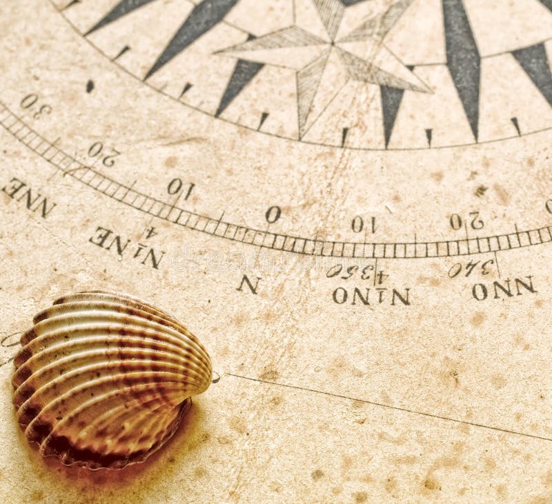Shell on map stock image. Image of paper, marine, nautical - 35717929