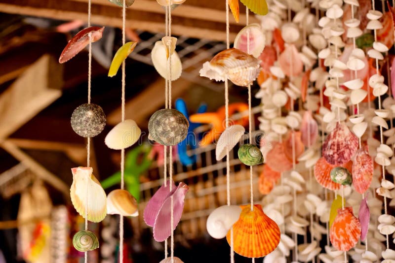 Sea Shell Mobile Hanging Decoration in the Shop. Stock Photo - Image of ...