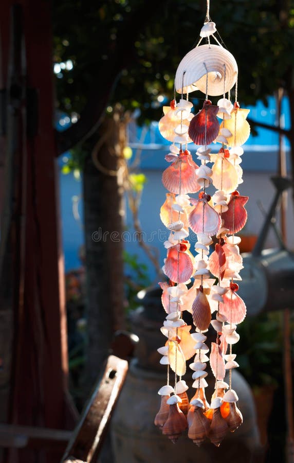 Sea Shell Mobile Hanging Decoration in the Shop. Stock Photo - Image of ...