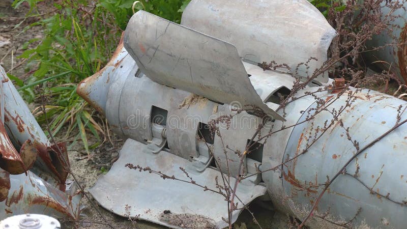 A Shell from a Multiple Rocket Launcher System in the Grass. Russian ...