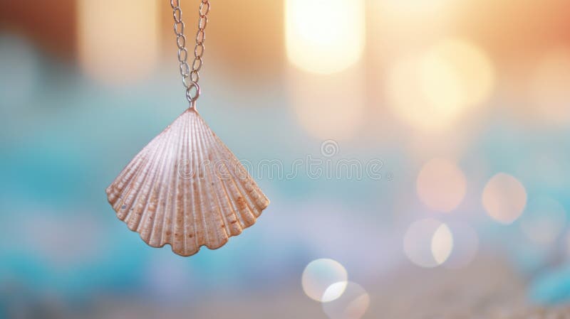 A Shell Necklace with a Chain Hanging from it, AI Stock Illustration ...