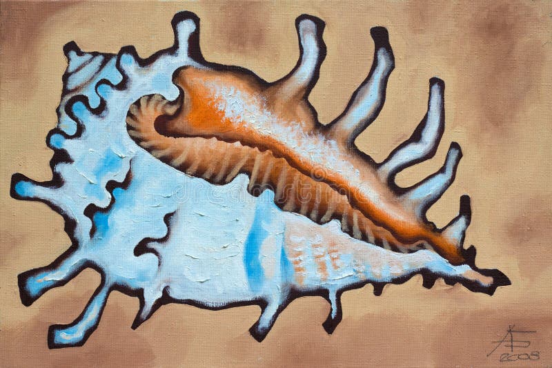 Shell oil painted stock illustration. Illustration of paint - 14154625