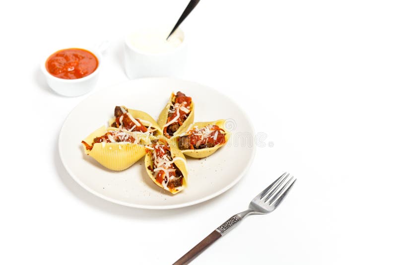 Shell pasta stock photo. Image of pasta, chicken, beef - 36337956