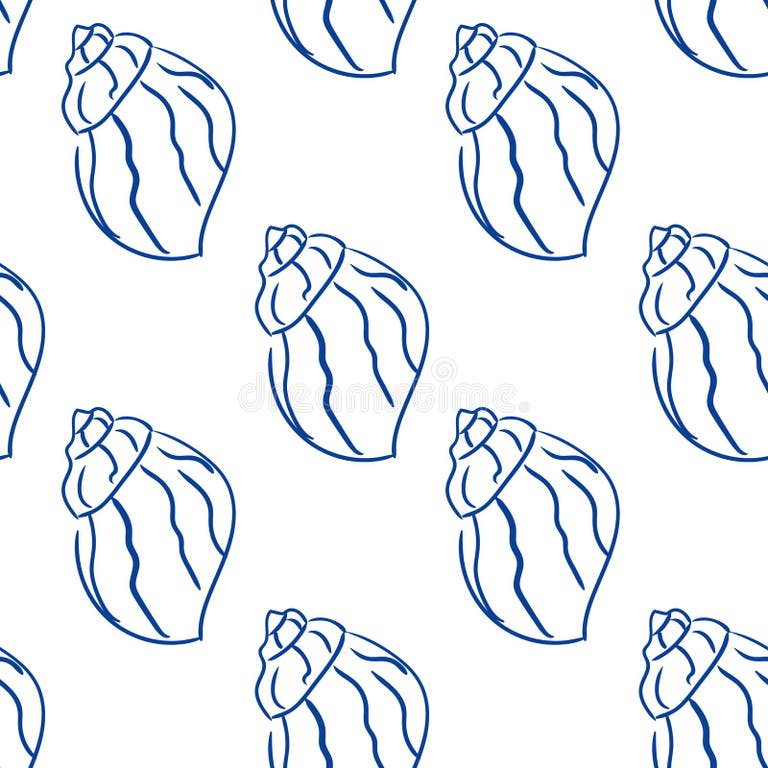 Shell Pattern Design Featuring Stylized Conch Shells on a Clean ...
