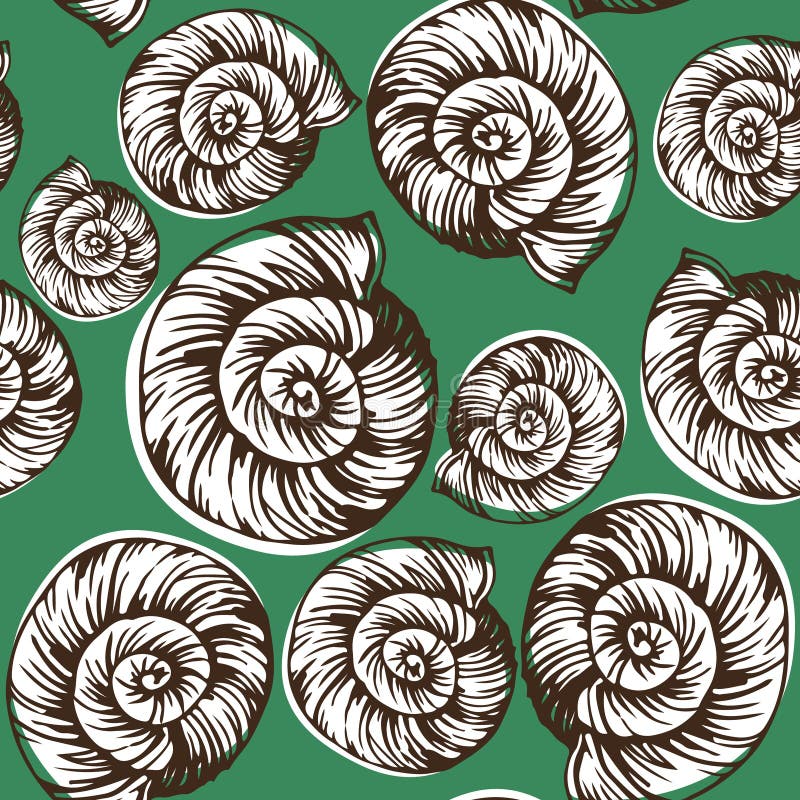 Shells Hand Drawn Vector Seamless Pattern Stock Vector - Illustration ...