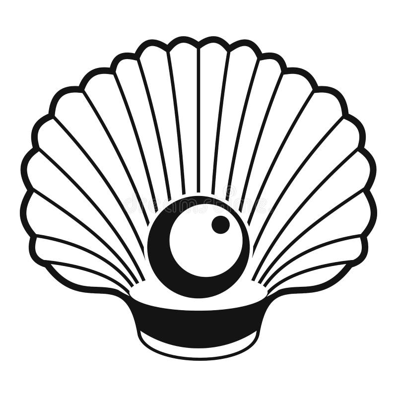 Shell with Pearl Icon, Simple Style Stock Illustration - Illustration ...
