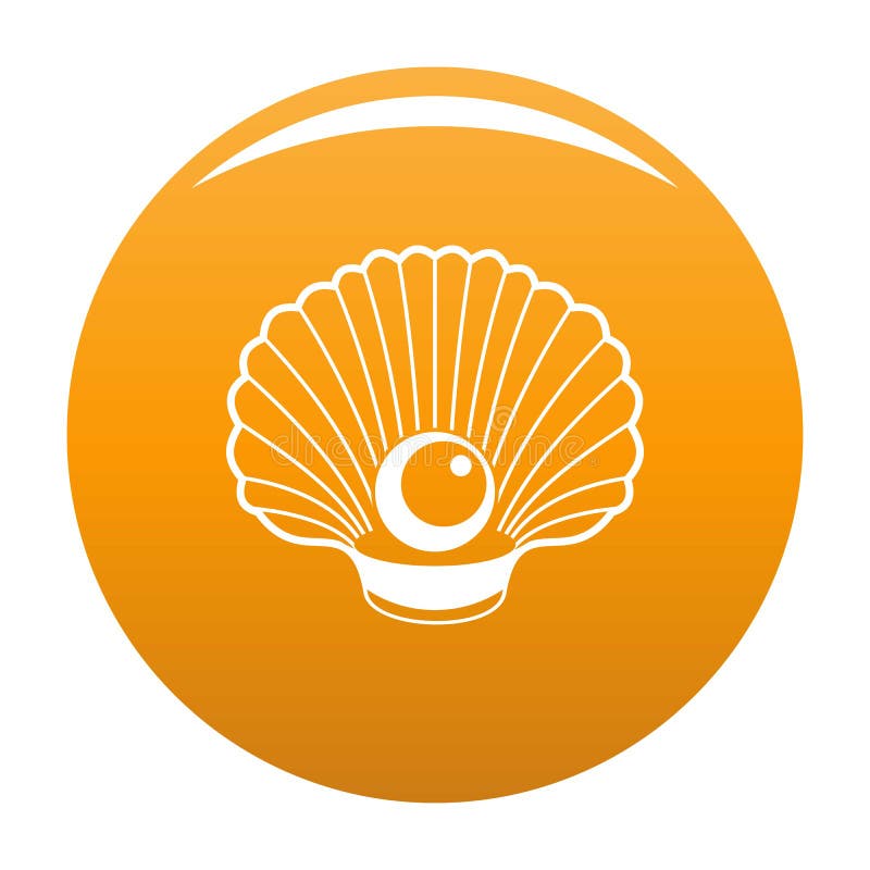 Shell with Pearl Icon Vector Orange Stock Vector - Illustration of icon ...