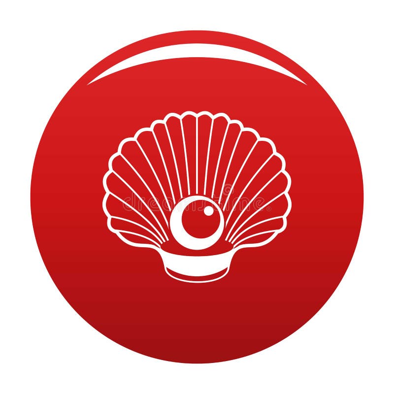 Shell with Pearl Icon Vector Red Stock Vector - Illustration of spiral ...