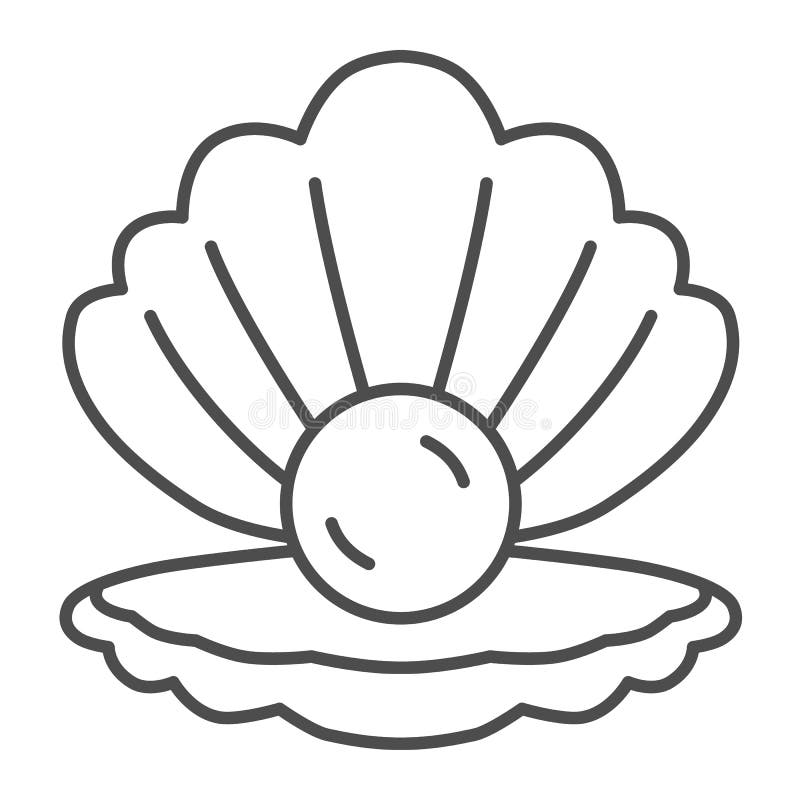 Shell Thin Line Icon, Ocean Concept, Shellfish Shell Sign on White ...