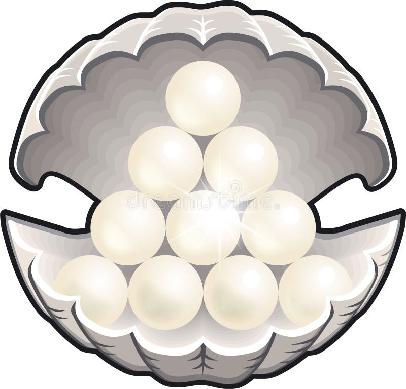 Shell with pearl. stock vector. Illustration of ocean - 10786382