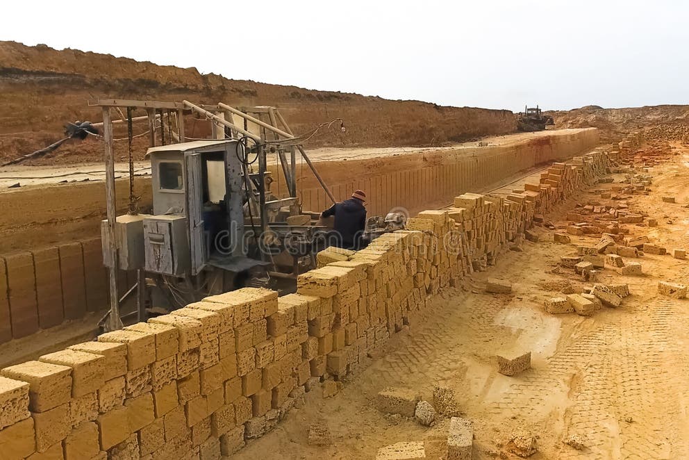 Shell Quarry Quarry. Cutting Seashell into Blocks Right Away in Stock ...