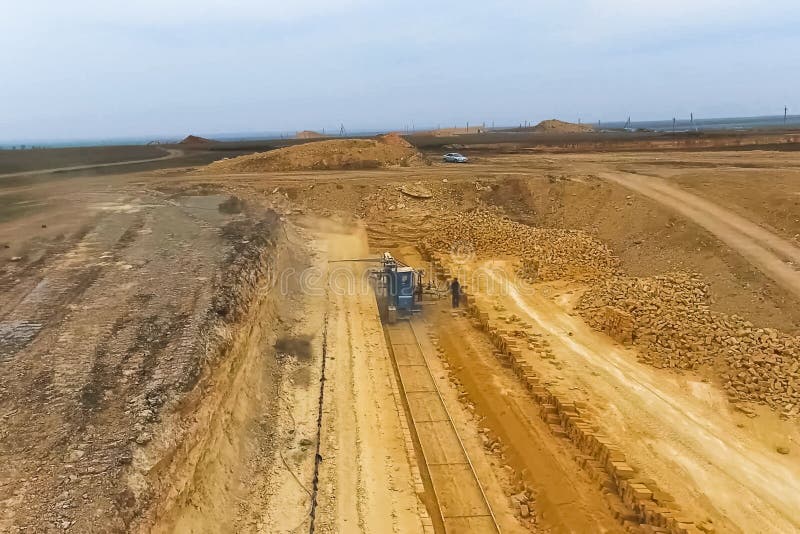 Shell Quarry Quarry. Cutting Seashell into Blocks Right Away in Stock ...