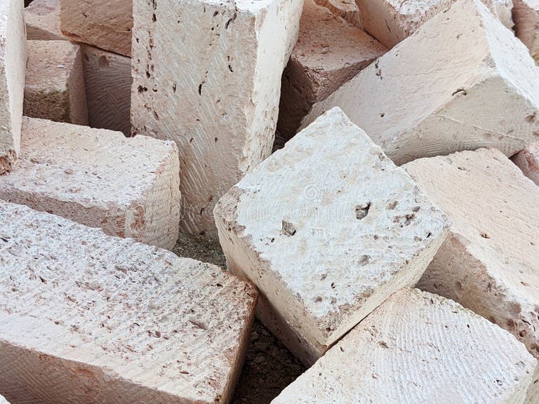 Shell Rock Blocks at the Construction Site Stock Photo - Image of site ...