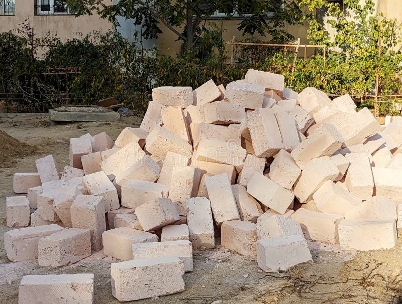 Shell Rock Blocks at the Construction Site Stock Photo - Image of ...