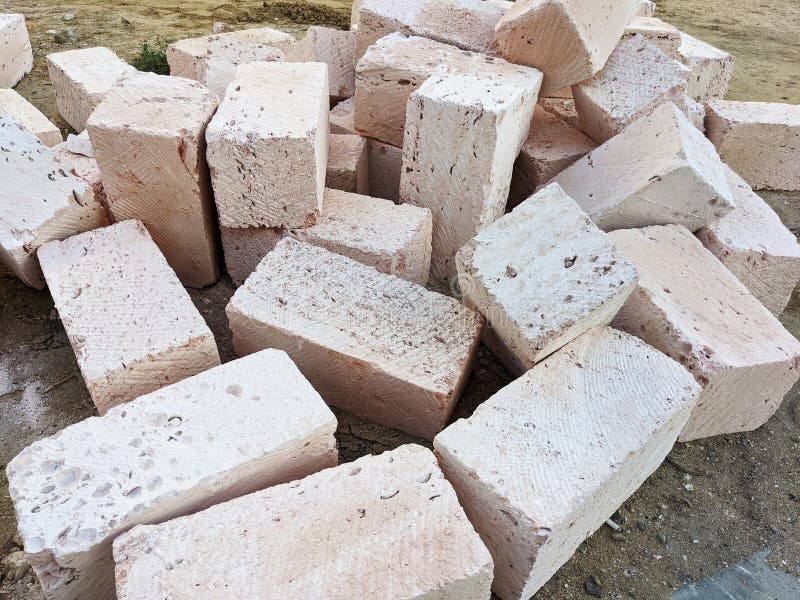 Shell Rock Blocks at the Construction Site Stock Photo - Image of ...