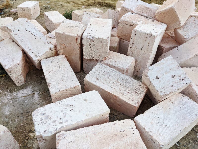 Shell Rock Building Blocks at the Construction Site Stock Image - Image ...