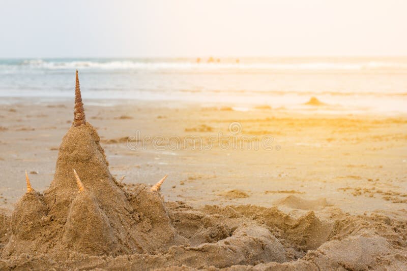 Shell Sand Castles on the Beach Stock Photo - Image of sculpture ...