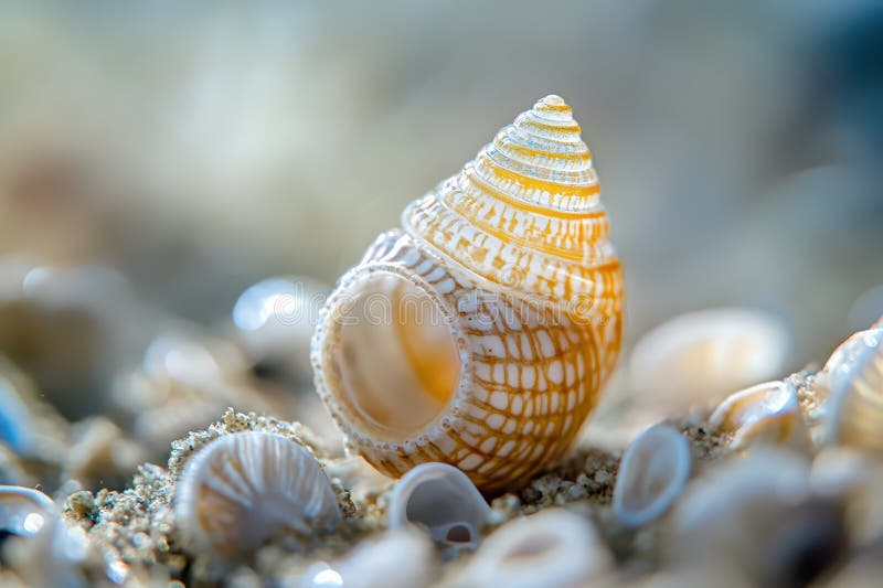 Shell on Sandy Beach with Other Shells Scattered Stock Illustration ...