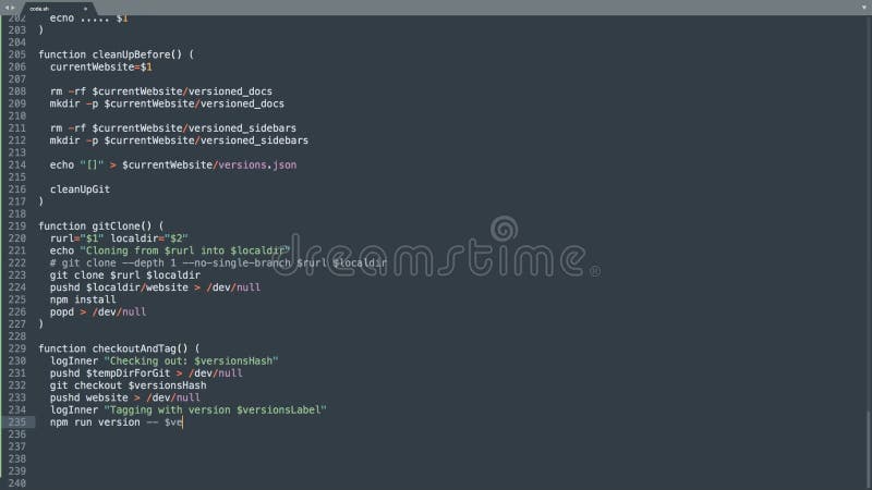 Shell Script Source Code Typing Effect Shell Script Ticker Colored Commands Editor Screen Stock