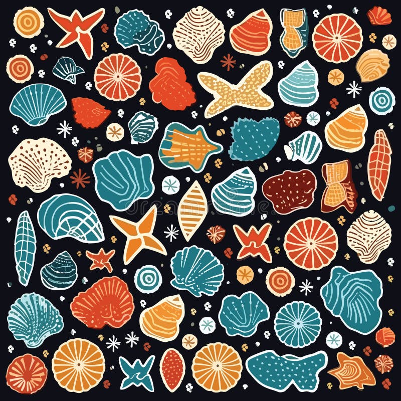 Shell Sea Pattern Vector Illustration Stock Vector - Illustration of ...