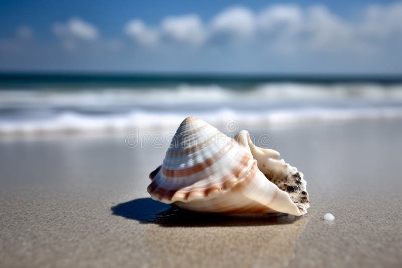 Shell on Sea Sunny Beach. Generate Ai Stock Illustration - Illustration ...