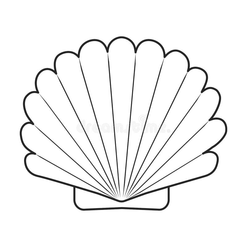 Shell Sea Vector Outline Icon. Vector Illustration Sea Shell on White ...