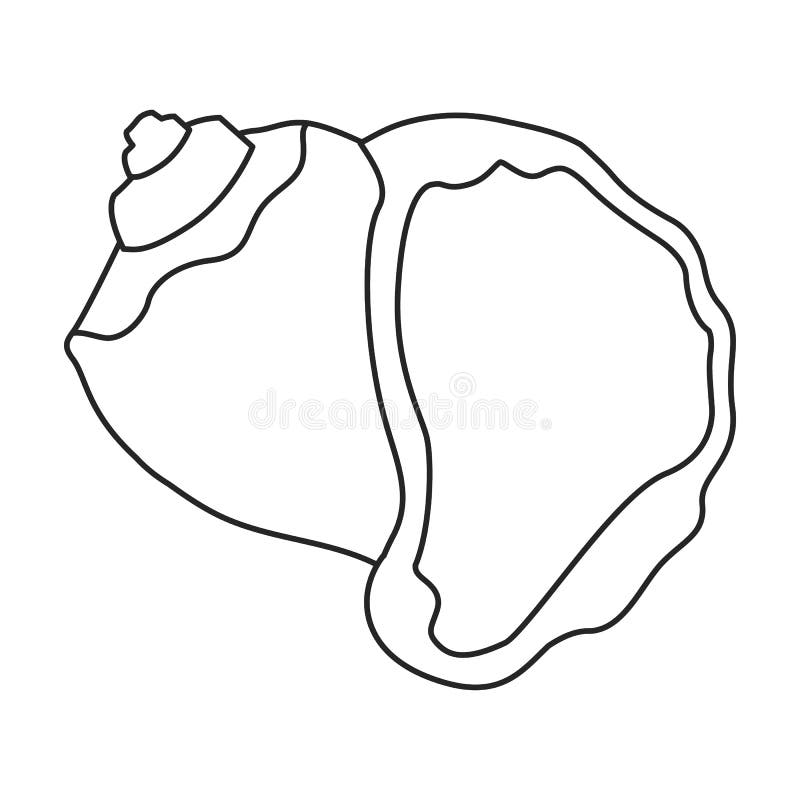Shell Sea Vector Outline Icon. Vector Illustration Sea Shell on White ...