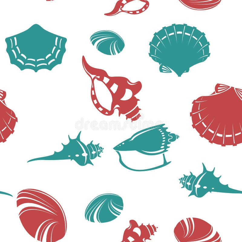 Shell seamless pattern 4 stock vector. Illustration of shape - 38393298