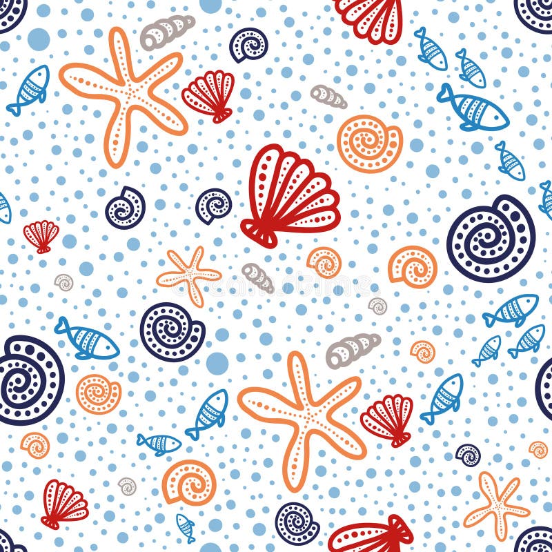 Seamless Beach Vector Pattern Stock Vector - Illustration of star ...