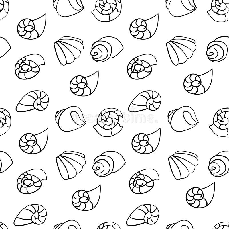 Shell Seamless Pattern on the White Background Stock Vector ...
