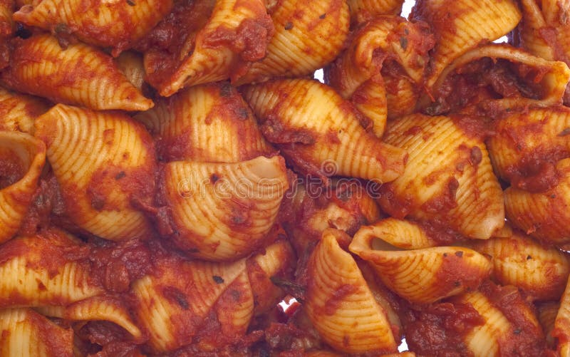 Shell Shaped Pasta and Red Sauce Stock Image - Image of dinner, sauce ...