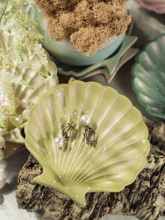 Shell Shaped Stand Made of Gypsum, Candlestick, Handmade. Stock Image ...