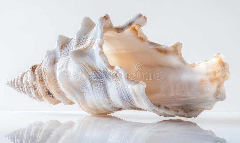 A Shell is Shown with a White and Tan Color Stock Illustration ...