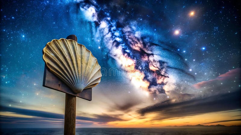 Shell Signpost at Night: Starry Argentinian Sky AI Generated Stock ...