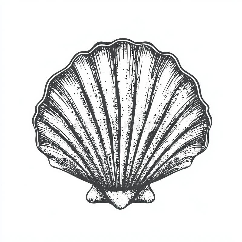 Shell Silhouette , Black and White Illustration Isolated on White ...