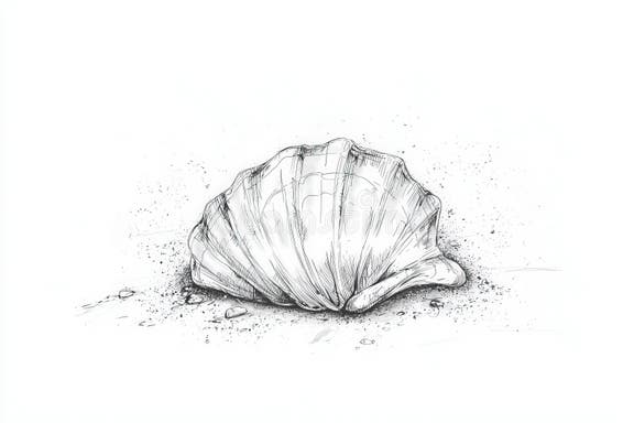 Shell Sketch: a Charming Illustration of a Seashell, Highlighting Its ...