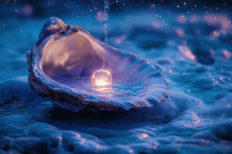 A Shell with a Small Ball Inside of it is Filled with Water Stock Photo ...