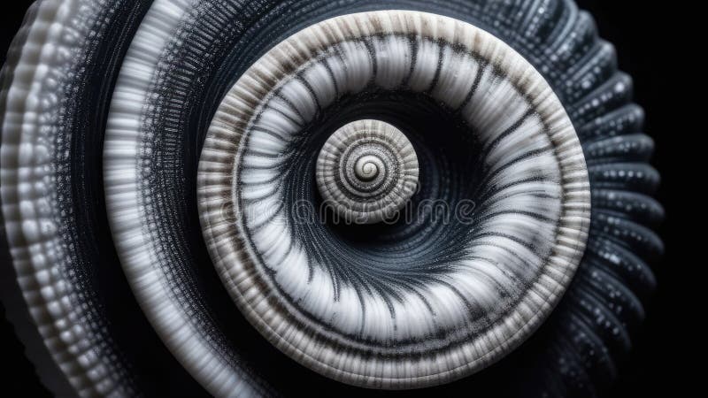 Nautilus Shell on Black Background, Computer Generated Abstract ...