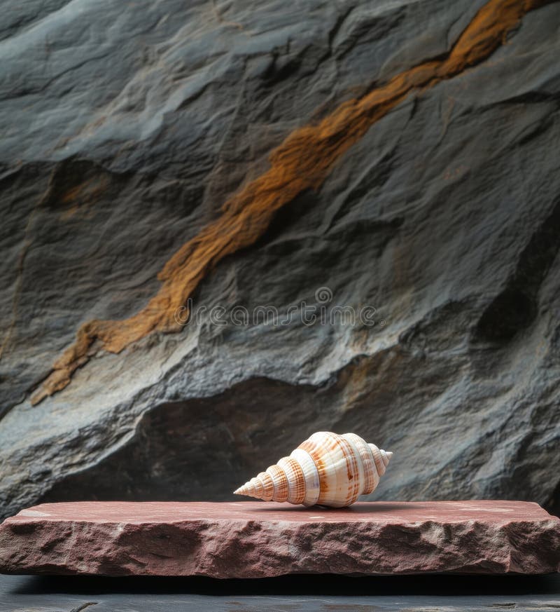 Shell on Stone Surface, Textured Rock Background, Natural Elements ...