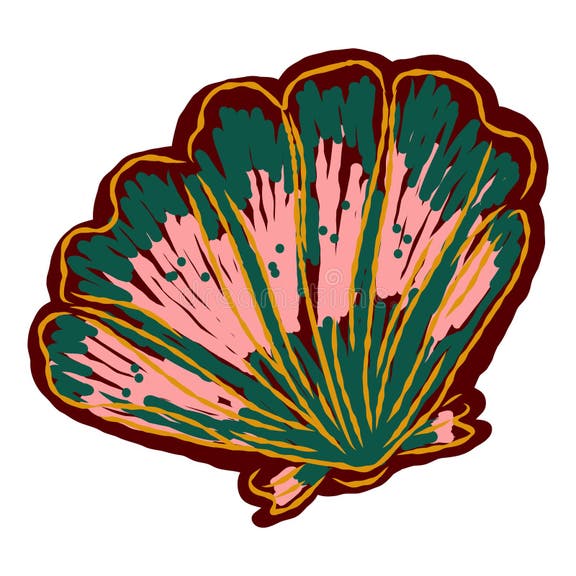 Shell in Stylized Technique. Marine World, Shell Texture, Pencil Marker ...