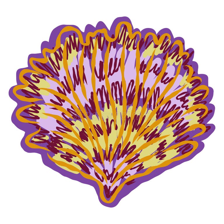 Shell in Stylized Technique. Marine World, Shell Texture, Pencil Marker ...