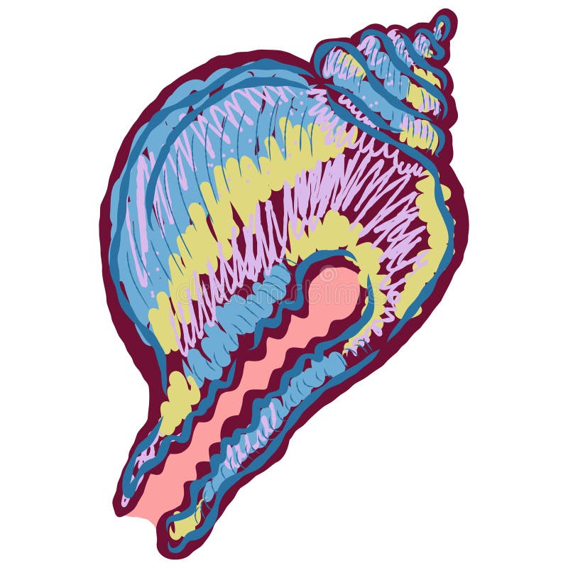 Shell in Stylized Technique. Marine World, Shell Texture, Pencil Marker ...