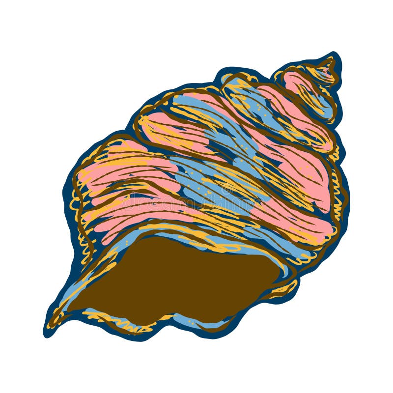 Shell in Stylized Technique. Marine World, Shell Texture, Pencil Marker ...