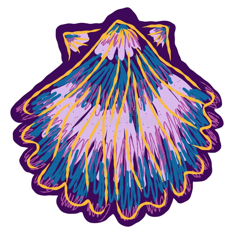 Shell in Stylized Technique. Marine World, Shell Texture, Pencil Marker ...