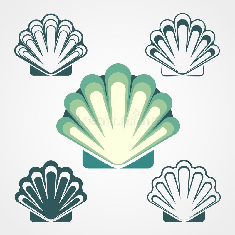 Vector Shell Icon With A Pearl In Different Colors Stock Vector ...