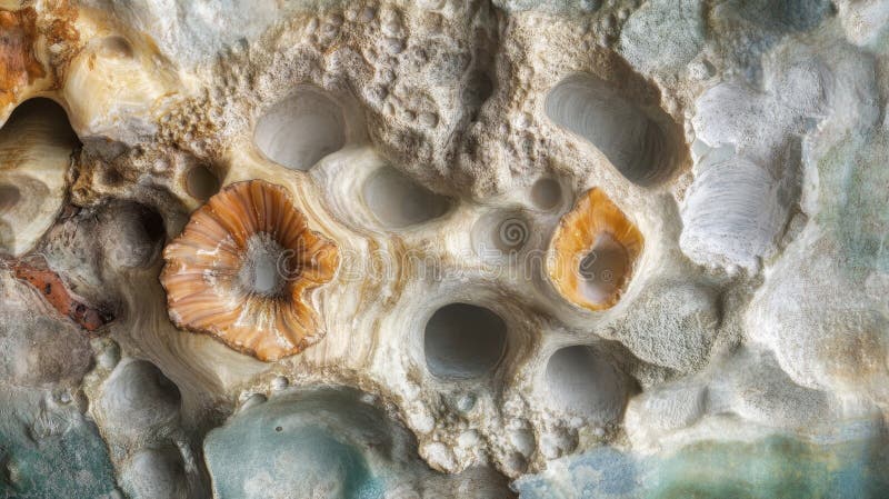 Shell Texture Close Up on a Rocky Surface Stock Illustration ...